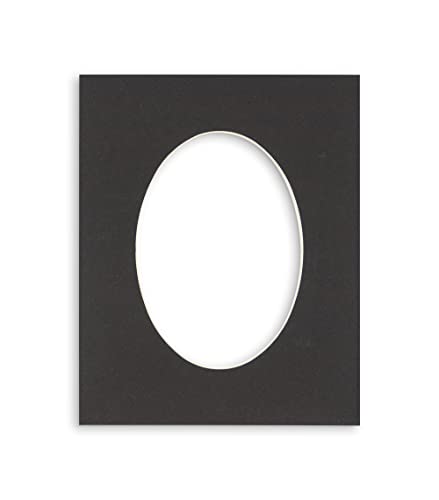 11x17 Mat Bevel Cut for 9.5x13 Photos - Precut Black Oval Shaped Photo Mat Board Opening - Acid Free Matte to Protect Your Pictures - Bevel Cut for Family Photos, Pack of 1 Matboard Show Kit With Acid