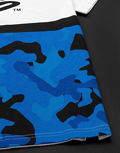 PlayStation Kids T-Shirt Camo Boys Blue White Logo Game Short Sleeve Top 7-8 Years