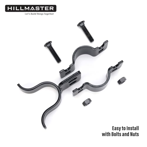 HILLMASTER 1-3/8"x1-3/8" Chain Link Fence Fork Latch,Gate Fork Latch with Padlock Hole,Fence Latch Lock with Bolts and Nuts,Gate Hardware Gate Latches for Metal Gates,Black Powder Coated,2 PCS