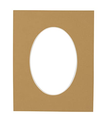 8x20 Mat Bevel Cut for 6x18 Photos - Precut Rattan Beige Oval Shaped Photo Mat Board Opening - Acid Free Matte to Protect Your Pictures - Bevel Cut for Family Photos, Pack of 1 Matboard Show Kit With