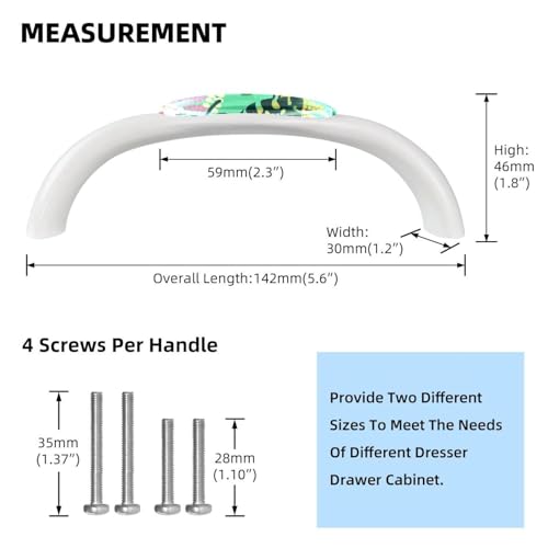 Pull Handle Fence Handle Long Cabinet Handles for Interior, Closet, Drawer, Outdoor, Garage, Colorful Tropical Design