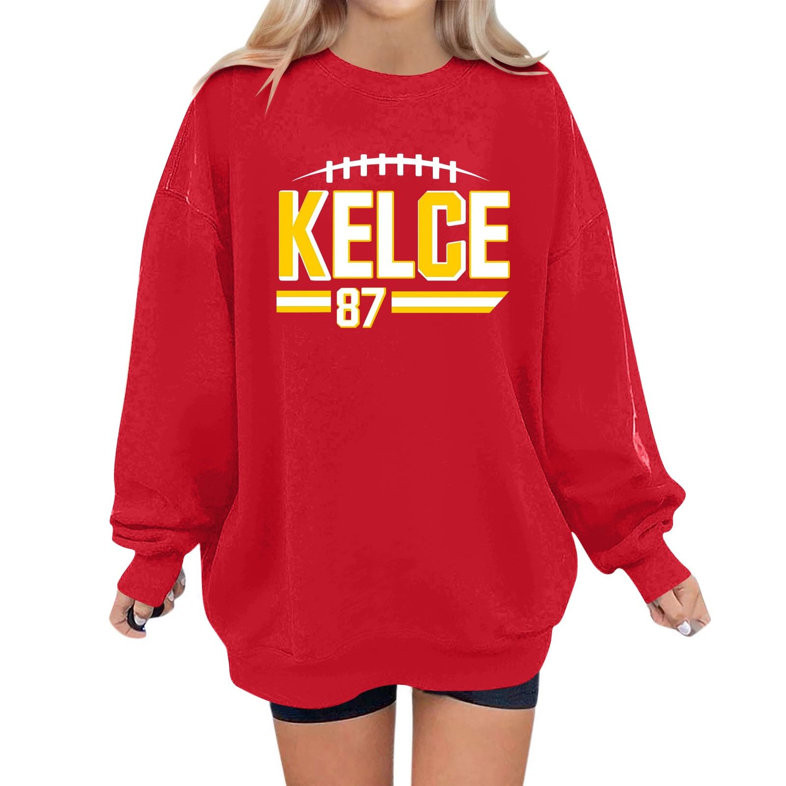 Squatch King KC Kelce Sweatshirts Shirts for Women Oversized Crewneck Kelce Sweatshirt Long Sleeve Loose Fit Hoodie Pullover
