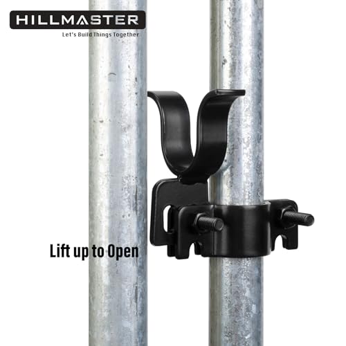 HILLMASTER 1-3/8"x1-3/8" Chain Link Fence Fork Latch,Gate Fork Latch with Padlock Hole,Fence Latch Lock with Bolts and Nuts,Gate Hardware Gate Latches for Metal Gates,Black Powder Coated,2 PCS
