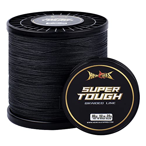 HERCULES Super Tough Braided Fishing Line 20 pounds Test Black 20LB (150 Yards) - 4 Strands