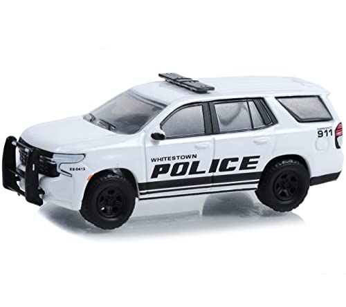 2022 Chevy Tahoe Police Pursuit Vehicle Whitestown Metropolitan Police Department Indiana White 1/64 Diecast Model Car by Greenlight 30360