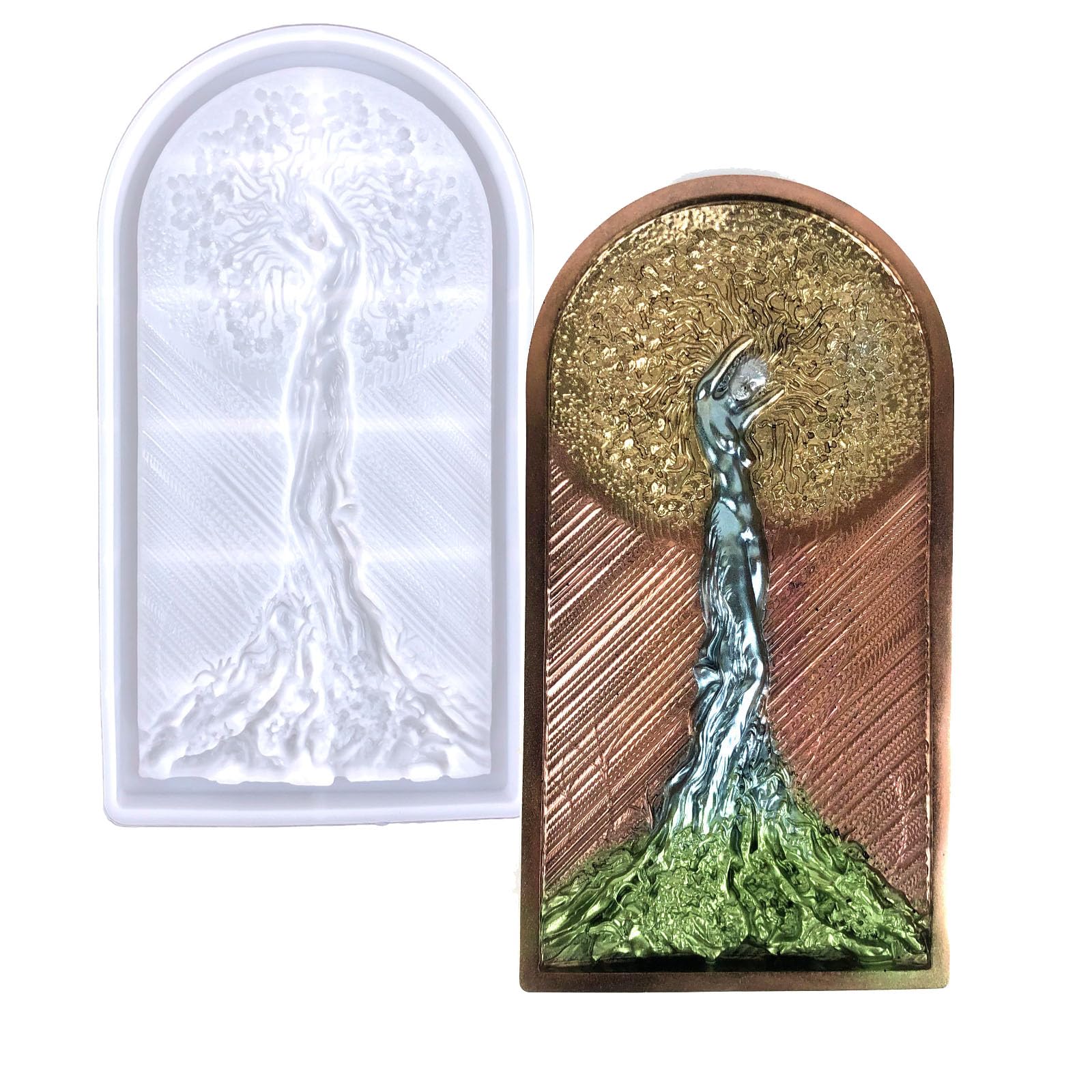 1 Set of Tree of Life Resin Mold Ornament Display Silicone Molds Epoxy Resin Body Tray Pendant Articles Stuff for Decoration Table Desk Office, Handmade DIY Making Art Crafts
