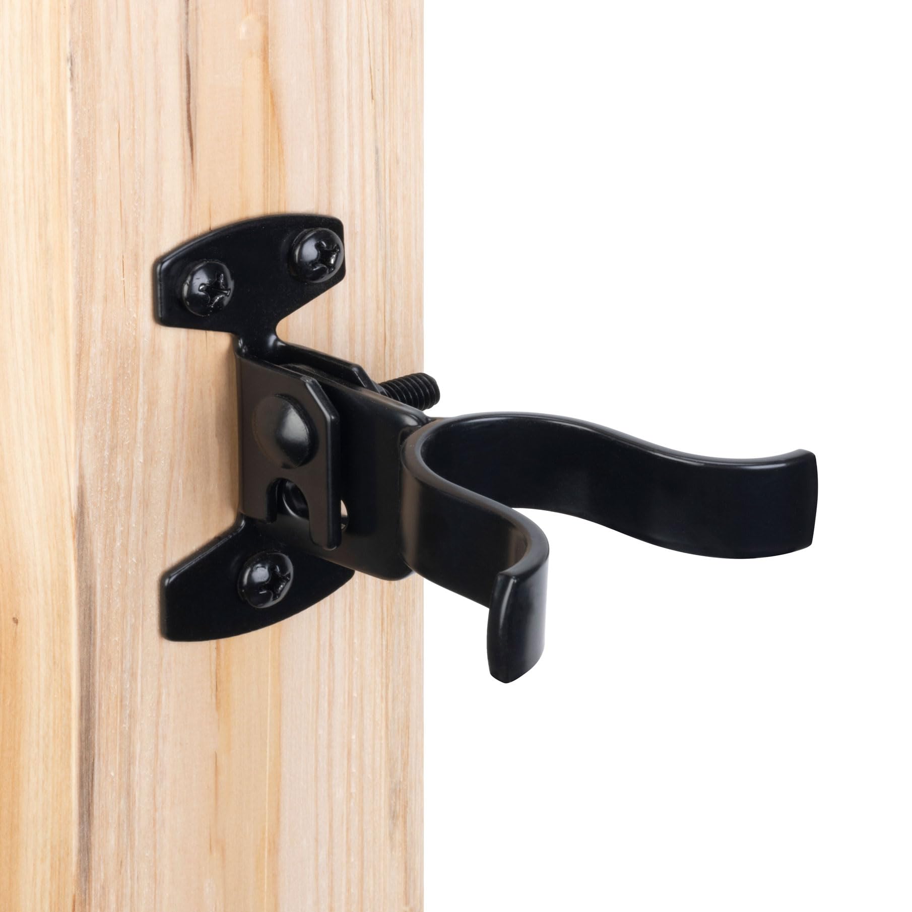 HILLMASTER 1-3/8" Flat Back Wall Mount Chain Link Fork Latch, Black Gate Fork Latch with Padlock Hole,Fence Latch Lock with Screws,Bolts,Gate Hardware Gate Latches for Outdoor Wooden Gates,2 PCS