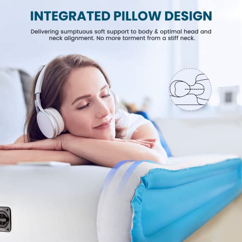 Valwix Queen Air Mattress with Built-in Pump & Pillow, 17'' Height Air Bed w/Supportive Tech, Inflatable Mattress for Home & Travel, 660 LBS Capacity