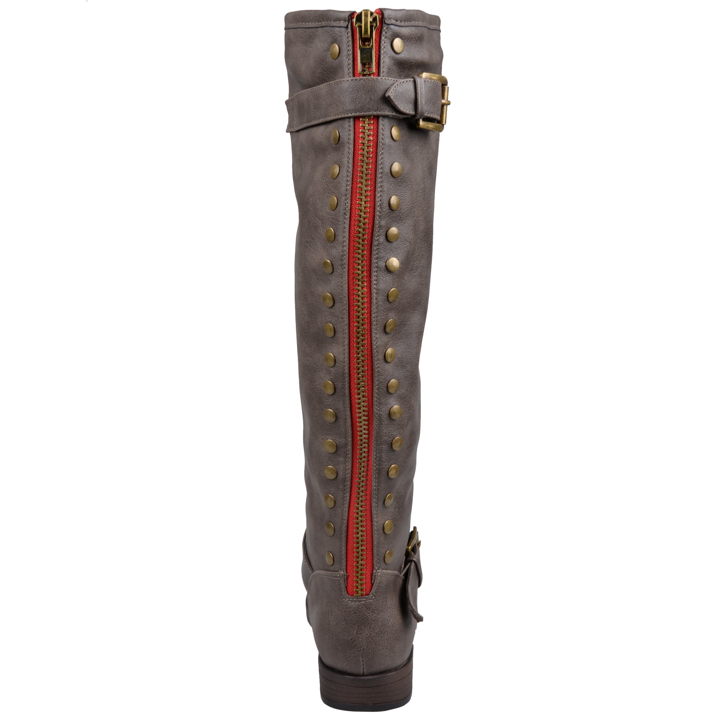Journee Collection Women's Spokane Stacked Heel Riding Boots - Taupe