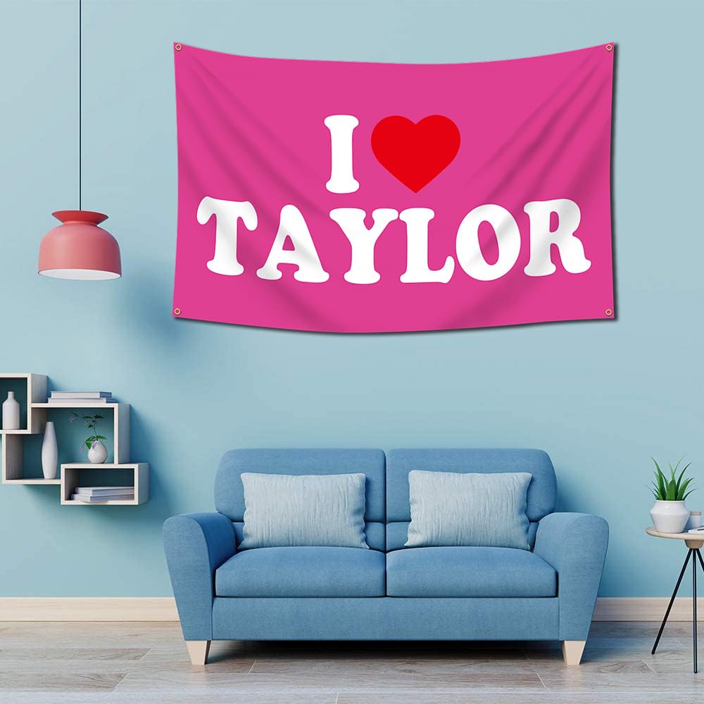 kruboy I love Taylor flag 36x60Inch Pink Tapestry Taylor 2024 Banner for Bedroom Living Room Dorm Wall Deco