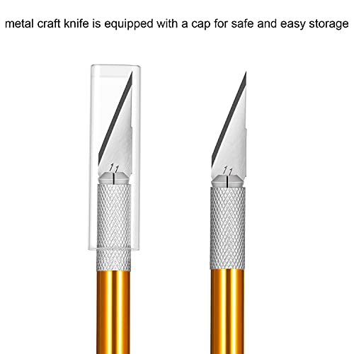 4 Pieces Craft Knife Hobby Knife with 40 Pieces Stainless Steel Blades Kit for Cutting Carving Scrapbooking Art Creation (Yellow, Red, Blue, Rose Red)