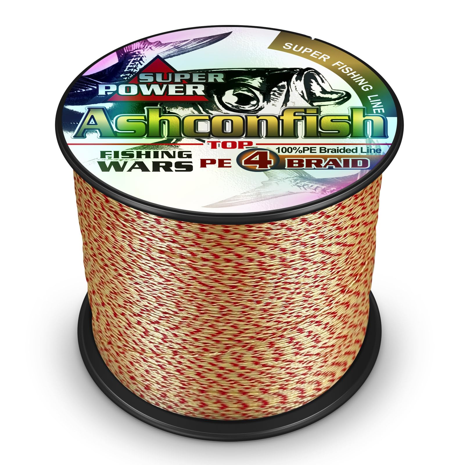 Ashconfish Braided Fishing Line- 4 Strands Super Strong PE Fishing Wire Heavy Tensile for Saltwater & Freshwater Fishing -Abrasion Resistant - Zero Stretch- 300M/328Yds 15LB Red and Yellow