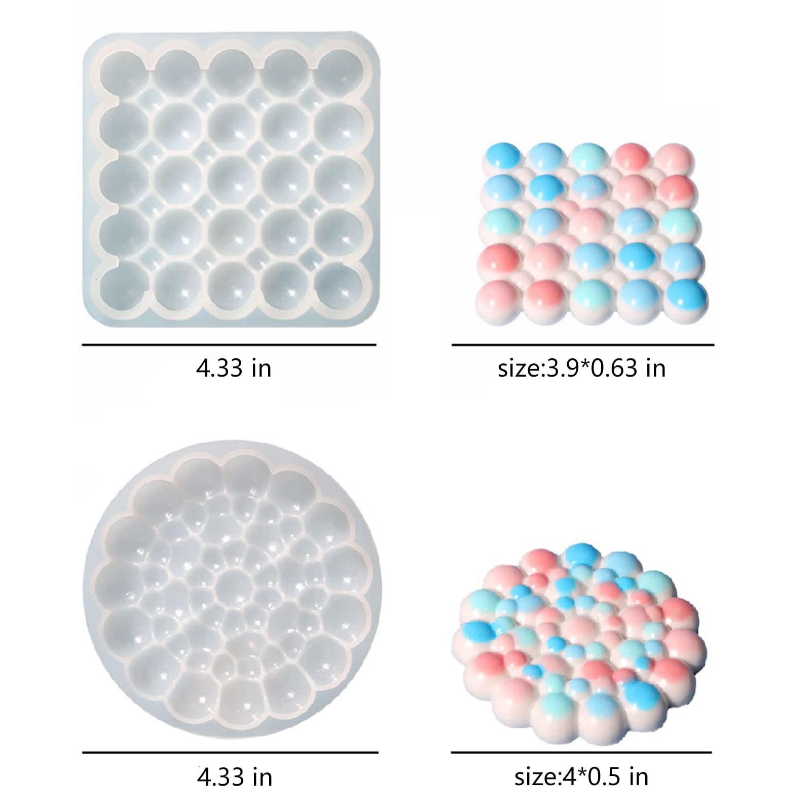 Coaster Molds for Epoxy Resin Casting,2pcs Geode Coaster Silicone Molds,Bubble Tray Resin Mold for Epoxy Resin-Irregular Epoxy Mold for DIY Resin Agate Slice,Candle Holder,Soap Dish,Home Decoration