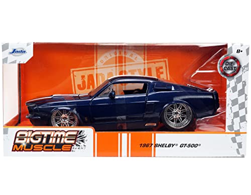 1967 Shelby GT500 Dark Blue Metallic with White Stripes Bigtime Muscle Series 1/24 Diecast Model Car by Jada 33865