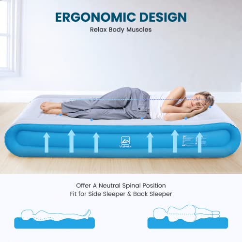 Valwix Queen Air Mattress with Built-in Pump & Pillow, 17'' Height Air Bed w/Supportive Tech, Inflatable Mattress for Home & Travel, 660 LBS Capacity
