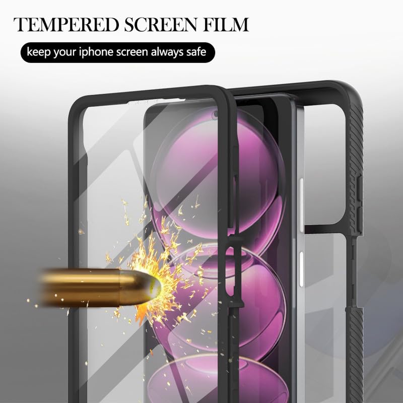 DETUOSI Xiaomi Redmi Note 12 Pro 5G Phone Case, Built in Screen Protector, Redmi Note 12 Pro Shockproof Case [360 Full Body Protection], 3 in 1 Protective Phone Case for Xiaomi Poco X5 Pro, Black