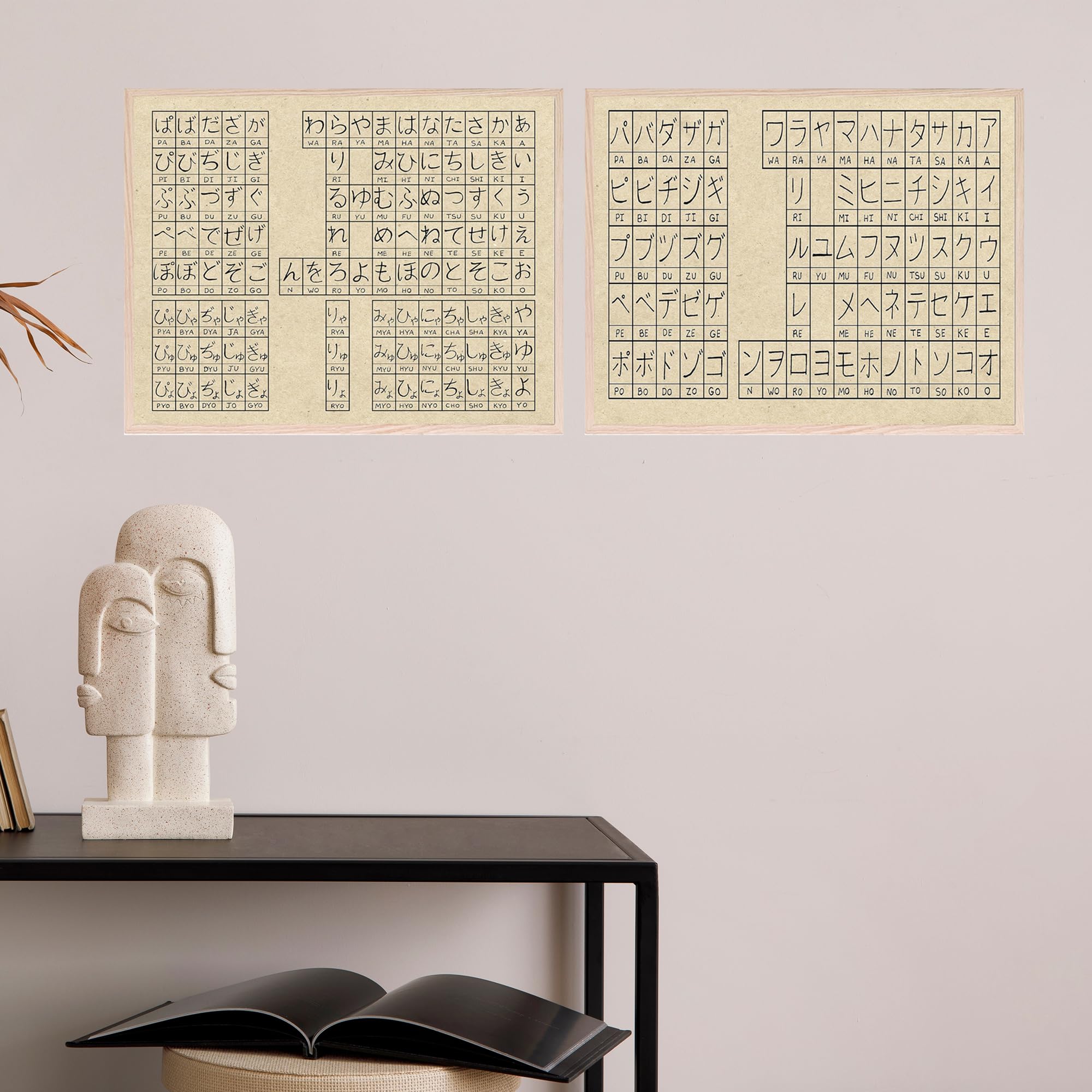 Bigwig Prints Japanese Alphabet Posters - Hiragana and Katakana Chart, Language Learning Wall Art, Japanese Study Guide for Beginners, Educational Decor for Classroom or Home -Unframed Set of 2 (8x10)