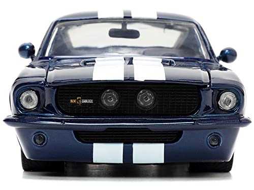 1967 Shelby GT500 Dark Blue Metallic with White Stripes Bigtime Muscle Series 1/24 Diecast Model Car by Jada 33865