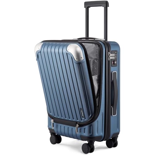 LEVEL8 Grace Carry On Luggage, 20 Inch Hardside Suitcase, Abs+Pc Harshell Spinner Luggage with Tsa Lock, Spinner Wheels, Blue, 20-Inch Carry-On