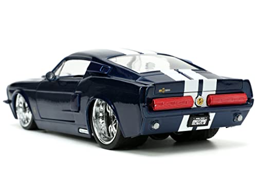 1967 Shelby GT500 Dark Blue Metallic with White Stripes Bigtime Muscle Series 1/24 Diecast Model Car by Jada 33865