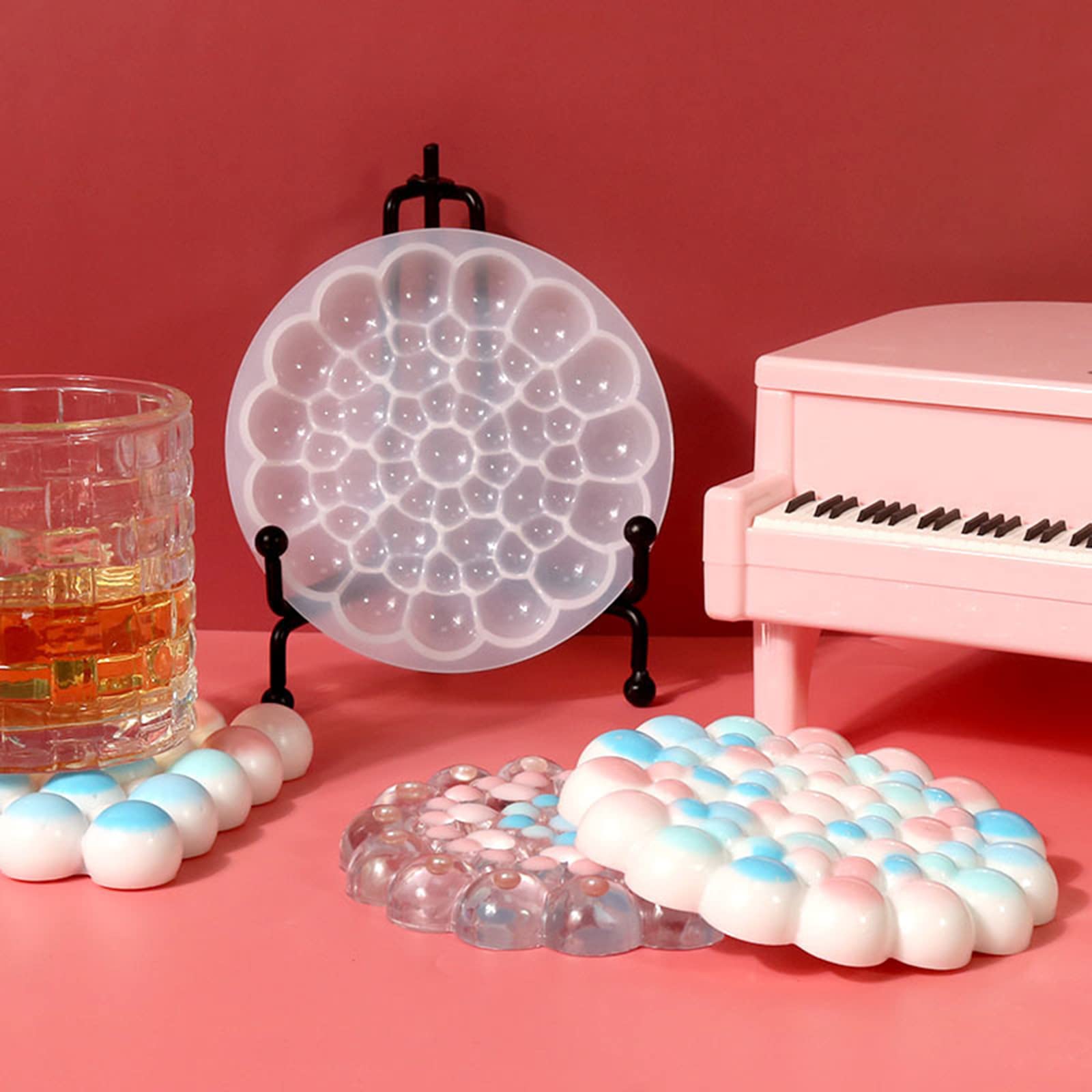 Coaster Molds for Epoxy Resin Casting,2pcs Geode Coaster Silicone Molds,Bubble Tray Resin Mold for Epoxy Resin-Irregular Epoxy Mold for DIY Resin Agate Slice,Candle Holder,Soap Dish,Home Decoration