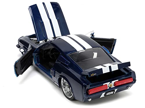 1967 Shelby GT500 Dark Blue Metallic with White Stripes Bigtime Muscle Series 1/24 Diecast Model Car by Jada 33865