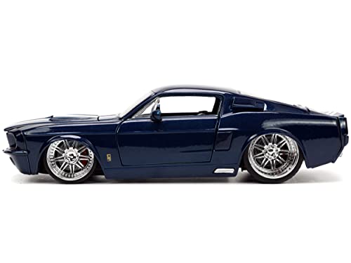 1967 Shelby GT500 Dark Blue Metallic with White Stripes Bigtime Muscle Series 1/24 Diecast Model Car by Jada 33865