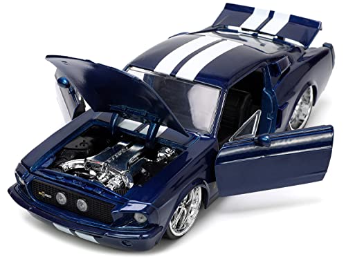 1967 Shelby GT500 Dark Blue Metallic with White Stripes Bigtime Muscle Series 1/24 Diecast Model Car by Jada 33865