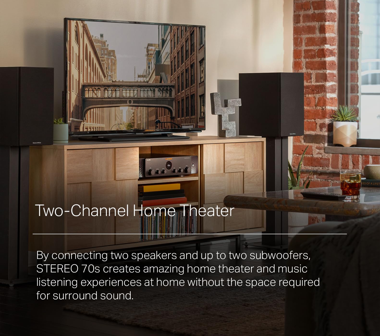 Marantz STEREO 70s 2-Ch AV Receiver (75W X 2) - 4K/120 and 8K Compact Home Theater Receiver, Class A/B Amplification, Supports Spotify Connect, Airplay 2, Bluetooth, & More via Wi-Fi & HEOS Multi-Room