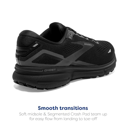 Brooks Women's Ghost 15 Neutral Running Shoe - Black/Black/Ebony - 9.5 Medium