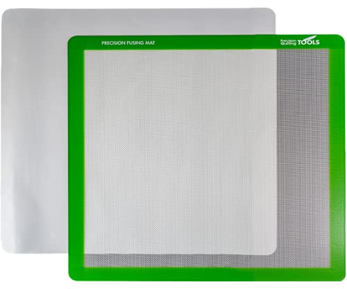 Precision Fusing Mat (17" x 17") Includes Non-Slip/Nonstick mat with See-Through Design for Appliqué Creation, and Bonus Teflon Coated Pressing Sheet!