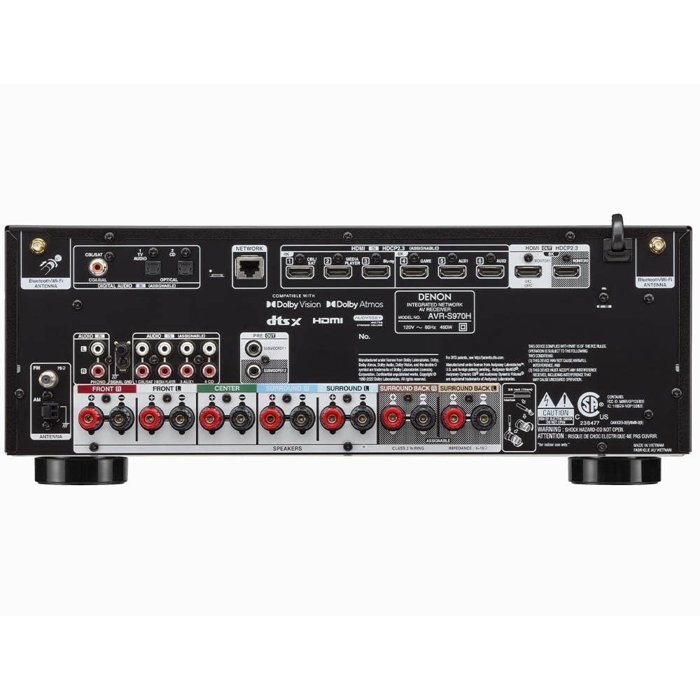Denon AVR-S970H 8K Ultra HD 7.2 Channel (90Watt X 7) AV Receiver 2022 Model - Built for Gaming, Music Streaming, 3D Audio & Video, Alexa + HEOS, Black (Renewed)
