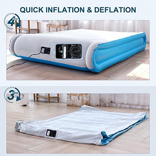 Valwix Queen Air Mattress with Built-in Pump & Pillow, 17'' Height Air Bed w/Supportive Tech, Inflatable Mattress for Home & Travel, 660 LBS Capacity