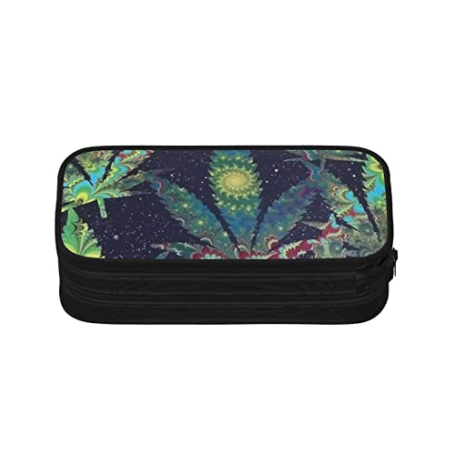 BYTKMRY A Puff In Time Weed Marijuana Large Capacity Double Zipper Pen Bag Portable Pencil Case Stationery Organizer Pouch For Boy Girl