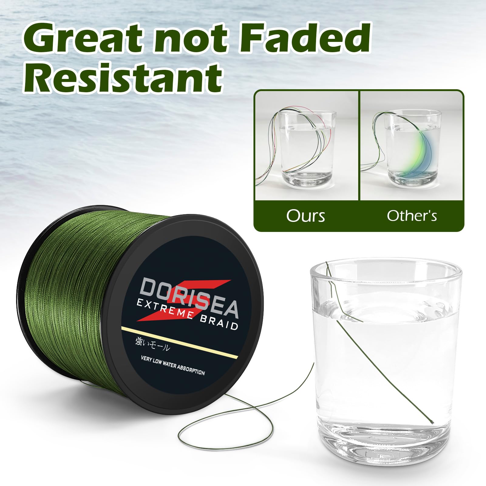Dorisea Extreme Braid 100% Pe Moss Green Braided Fishing Line 109Yards-2187Yards 6-550Lb Test Fishing Wire Fishing String Incredible Superline Zero Stretch (100m/109Yards 6lb/0.10mm)