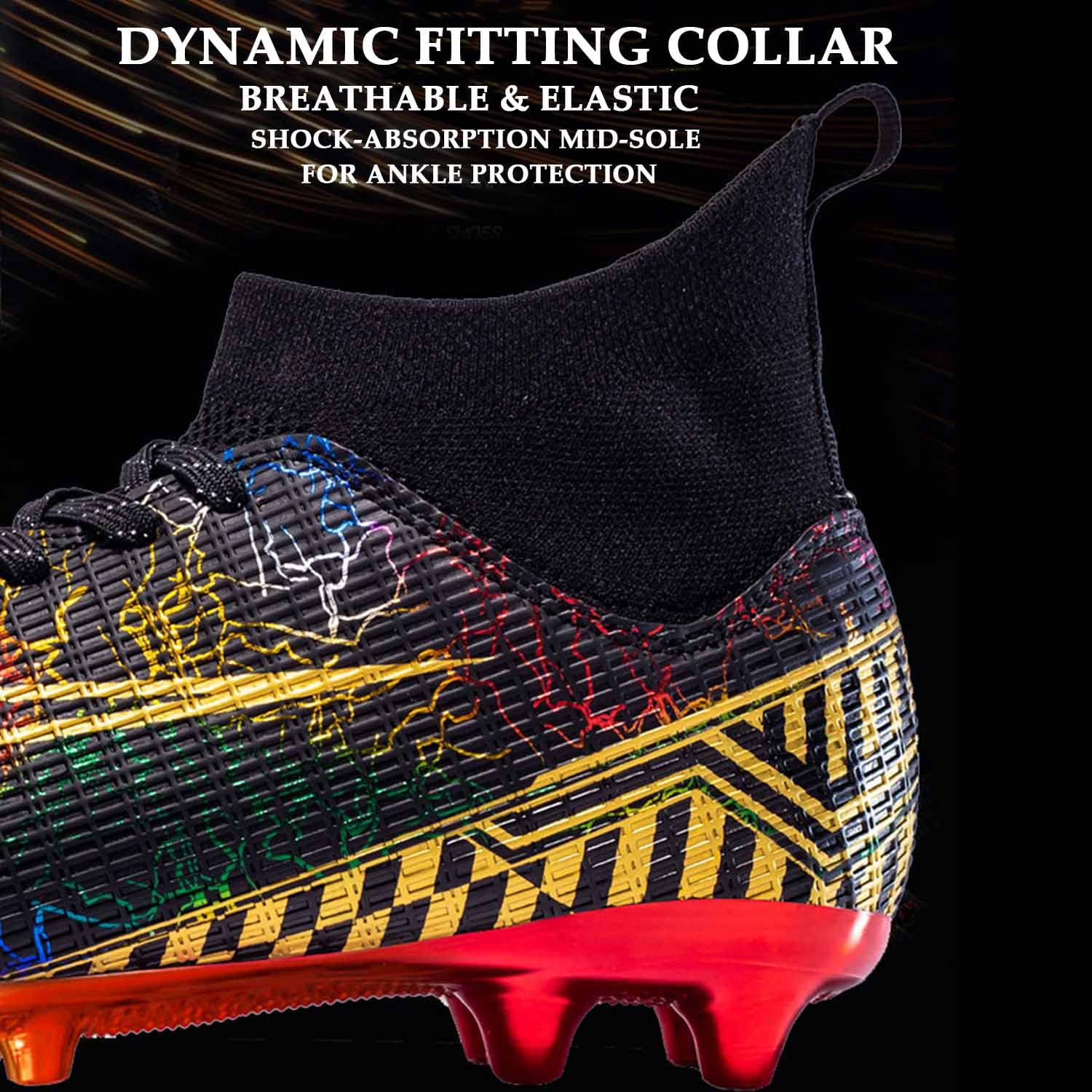 HESBITEUL Mens Soccer Cleats Football Boots Spikes Shoes High-Top Unisex Outdoor Indoor Training Athletic Sneaker