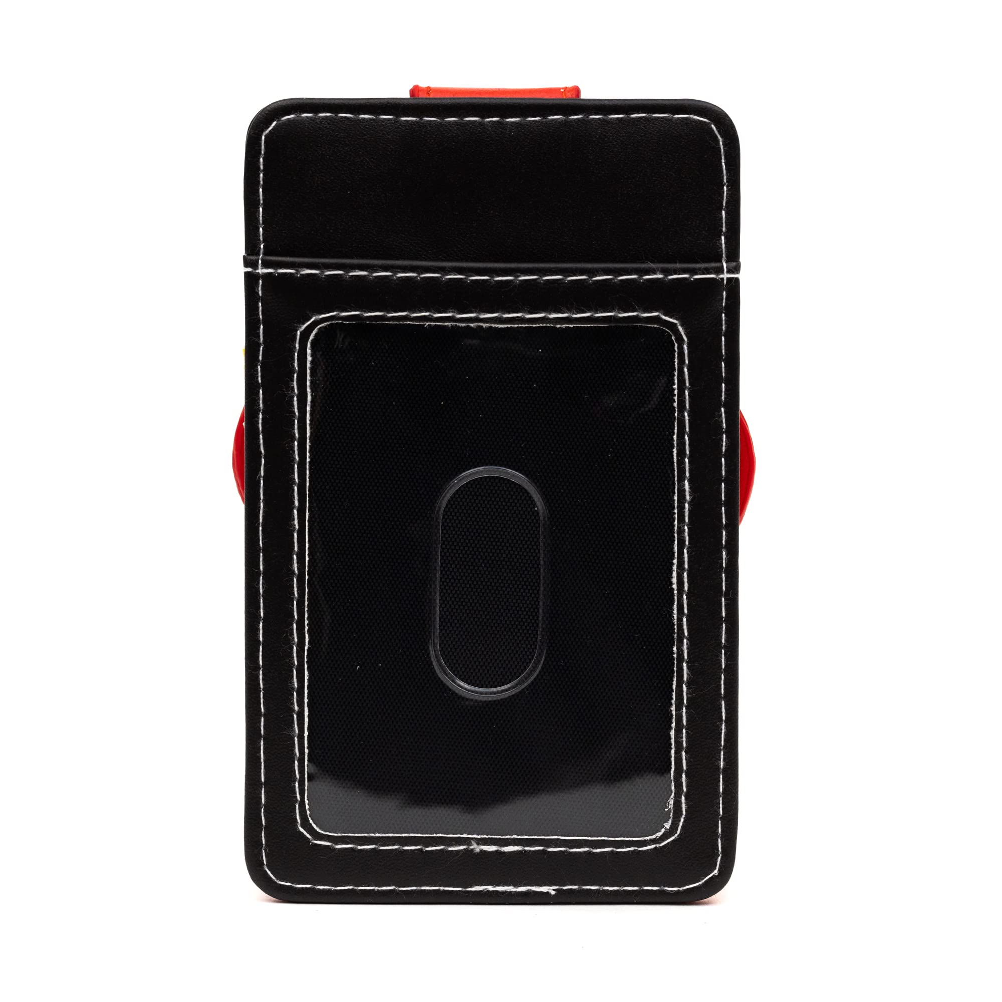 Buckle-Down Disney Wallet, Character Wallet ID Card Holder, Mickey Mouse Smiling Face, Red, Vegan Leather