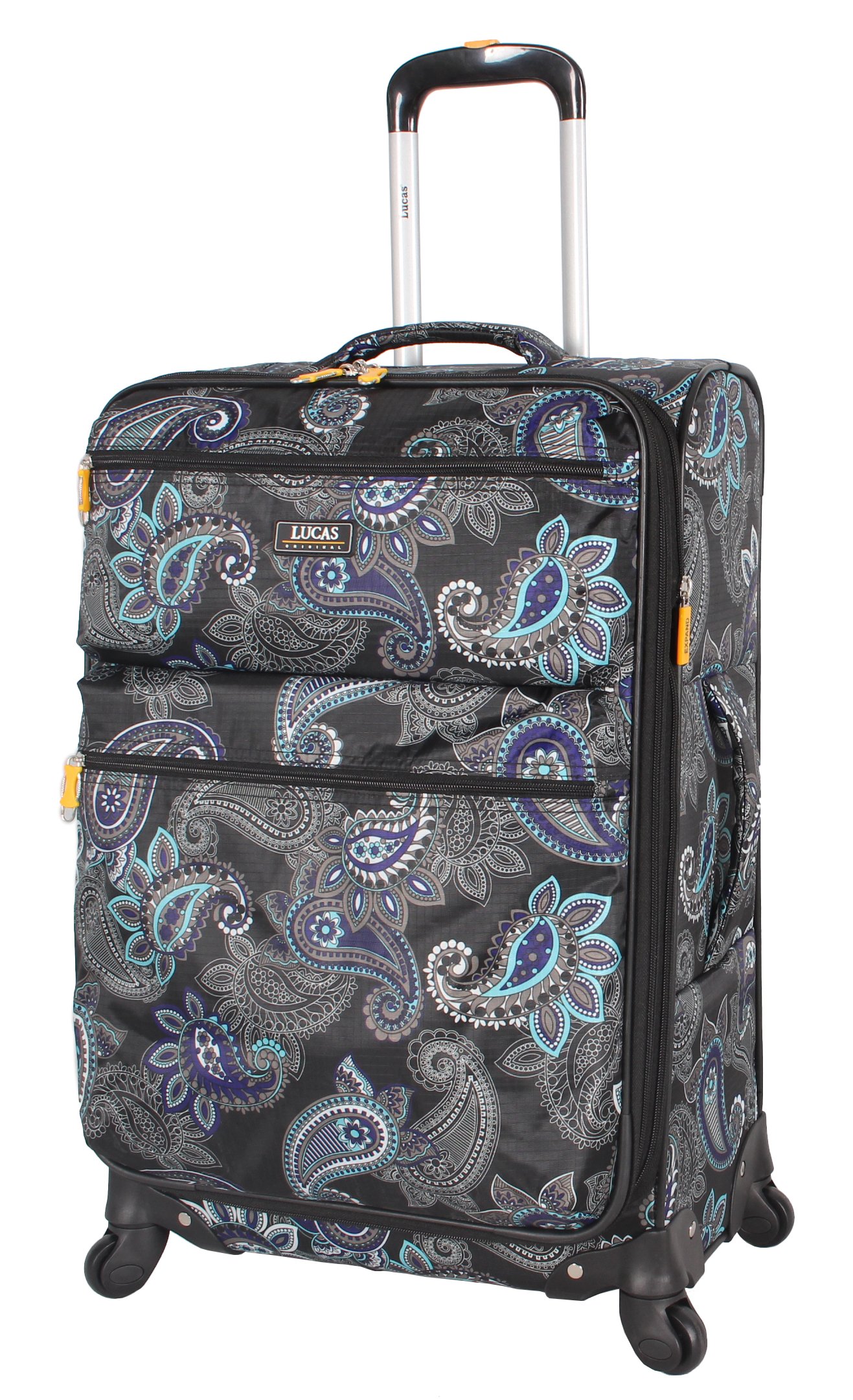 LUCAS Designer Luggage Collection - Expandable 24 Inch Softside Bag - Durable Mid-sized Ultra Lightweight Checked Suitcase with 4-Rolling Spinner Wheels (Diva)