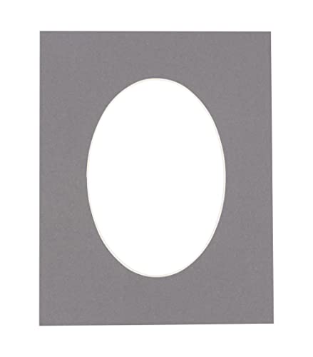 16x22 Mat Bevel Cut for 12x20 Photos - Precut Charcoal Oval Shaped Photo Mat Board Opening - Acid Free Matte to Protect Your Pictures - Bevel Cut for Family Photos, Pack of 1 Matboard Show Kit With