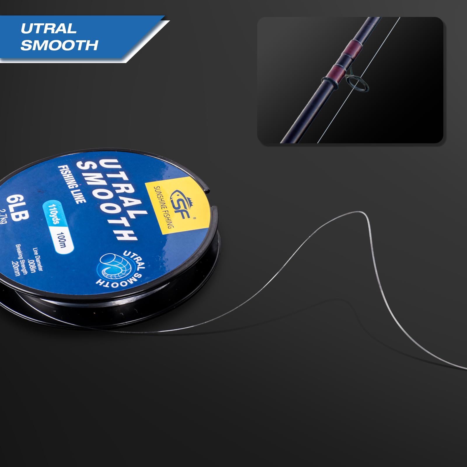SF 4LB/1.8KG Ultra Smooth Monofilament Fishing Line with Spool Mono String Clear Nylon Invisible Fishing Wire 110YDS 0.18MM