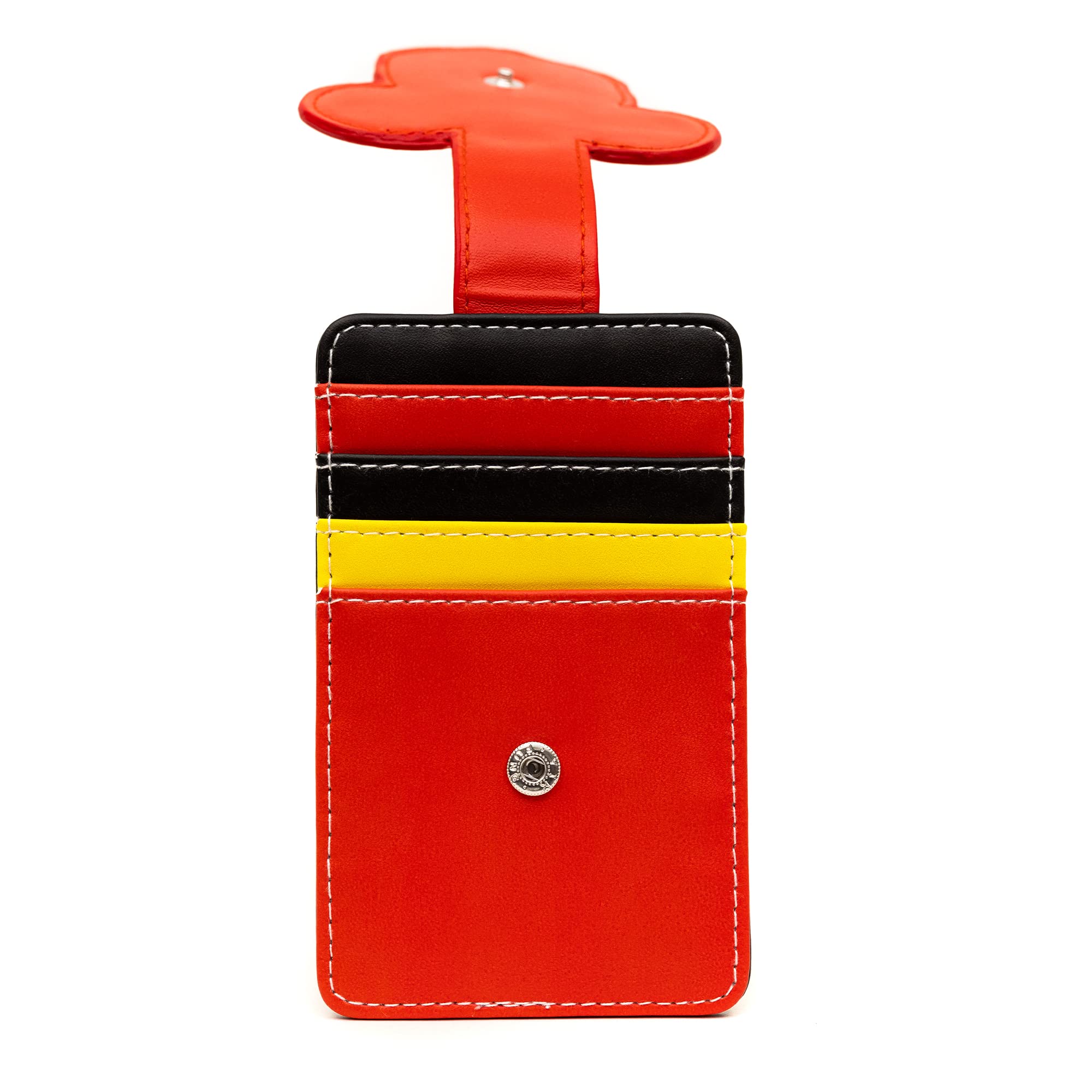 Buckle-Down Disney Wallet, Character Wallet ID Card Holder, Mickey Mouse Smiling Face, Red, Vegan Leather