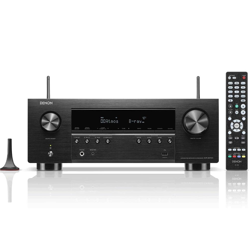 Denon AVR-S970H 8K Ultra HD 7.2 Channel (90Watt X 7) AV Receiver 2022 Model - Built for Gaming, Music Streaming, 3D Audio & Video, Alexa + HEOS, Black (Renewed)