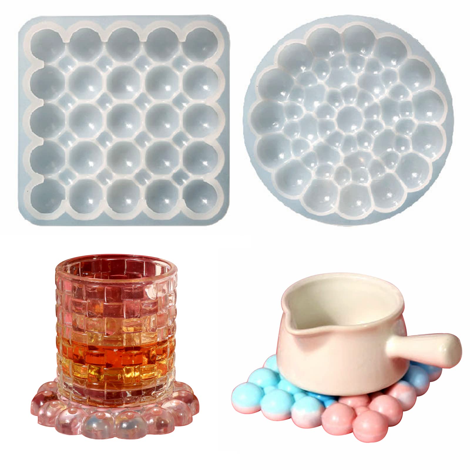 Coaster Molds for Epoxy Resin Casting,2pcs Geode Coaster Silicone Molds,Bubble Tray Resin Mold for Epoxy Resin-Irregular Epoxy Mold for DIY Resin Agate Slice,Candle Holder,Soap Dish,Home Decoration