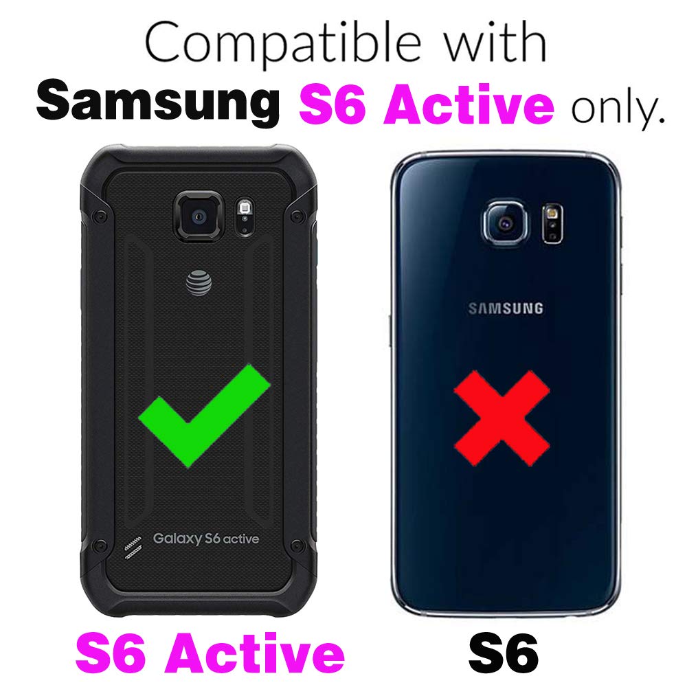 FDCWTSH Compatible with Samsung Galaxy S6 Active Wallet Case and Wrist Strap Lanyard Leather Flip Card Holder Stand Cell Accessories Phone Cover for Glaxay S6Active 6s S 6 6Active G890A Rose Gold