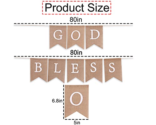 God Bless Burlap Banner - Religious Banner , First Communion Banner , Photo Decoration Props , Christening Banner , Party Photo Backdrop (God Bless Banner)
