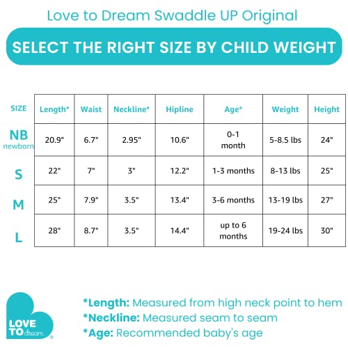 Love To Dream Swaddle UP, Gray, Small, 8-13 lbs, Dramatically Better Sleep, Allow Baby to Sleep in Their Preferred arms up Position for self-Soothing, snug fit Calms Startle Reflex