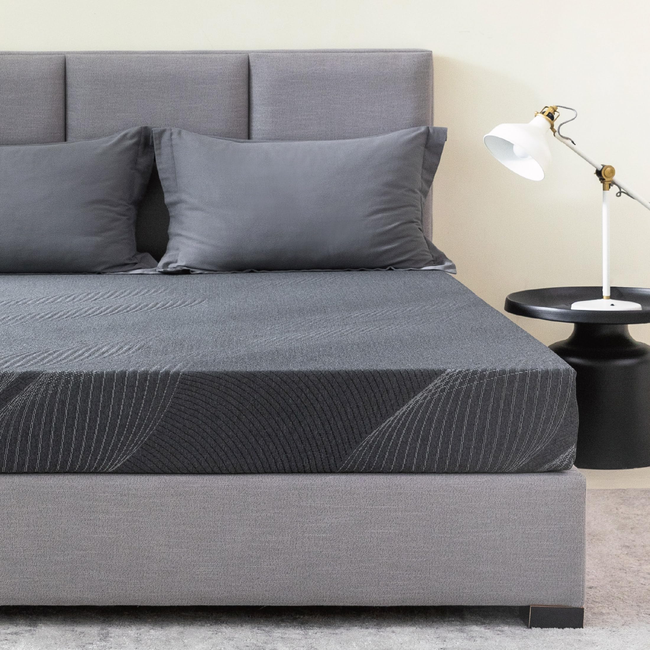 Dyonery Queen Mattress 6 Inch Charcoal Memory Foam Mattress in a Box, CertiPUR-US Certified Fiberglass Free, Gel Double Mattress, Made in USA, 80" Ă 60" Ă 6", Medium