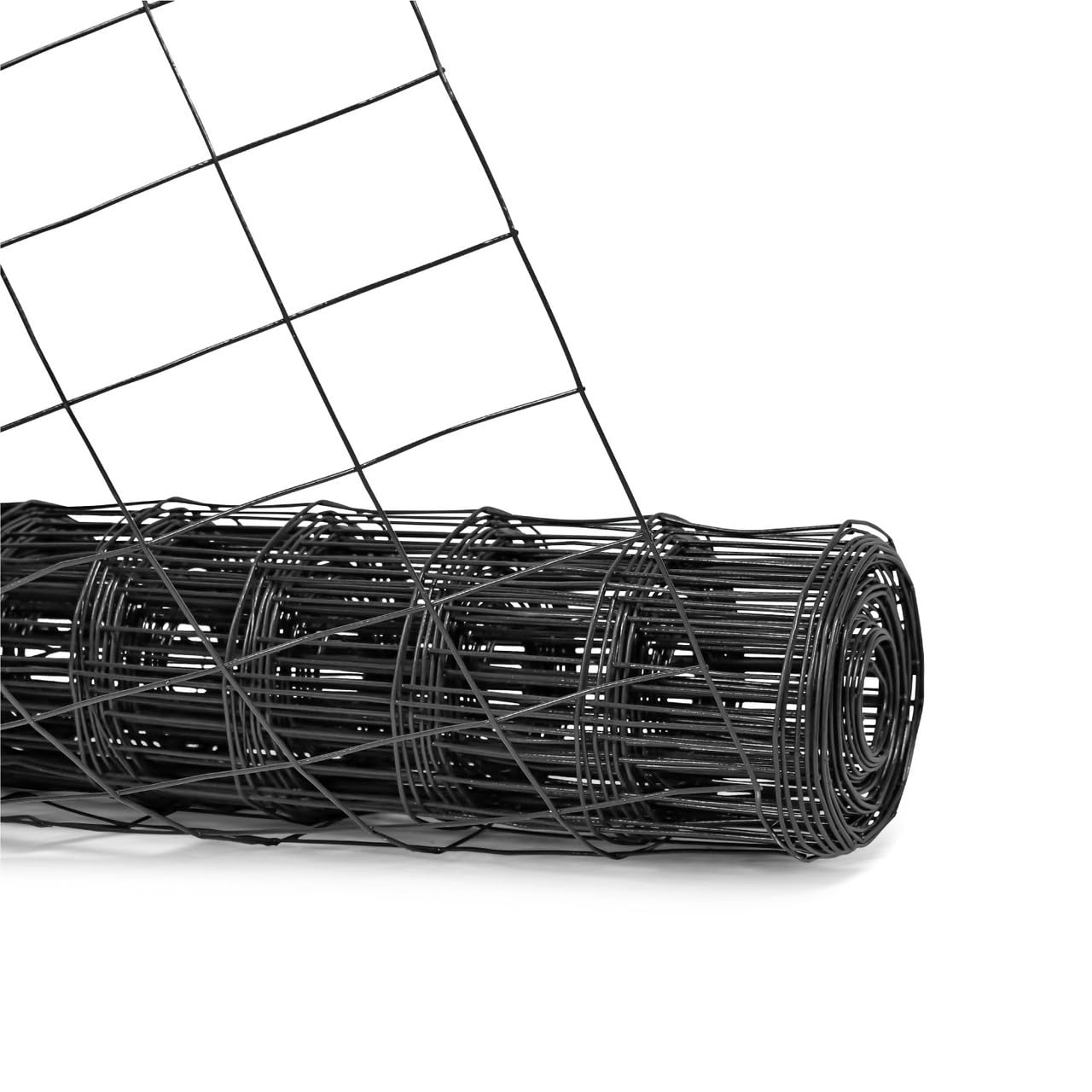 Fencer Wire Vinyl Coated 16 Gauge Welded Fence Wire Roll, Mesh Size 2-Inch x 3-Inch, Black Metal Garden Fencing Wire Grid Hardware Cloth, Multiple Use for Home Improvement