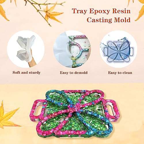 Tray Silicone Molds with Handle Large Resin Tray Moulds Jewellery Organizer Casting Mold Craft Making Supplies Epoxy Resin Casting Mold for DIY Resin Craft Fruit Tray Home Decor (Square)
