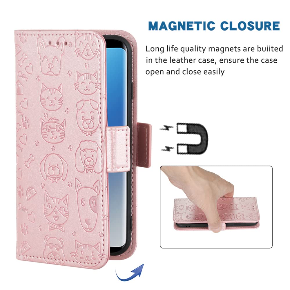 FDCWTSH Compatible with Samsung Galaxy S6 Active Wallet Case and Wrist Strap Lanyard Leather Flip Card Holder Stand Cell Accessories Phone Cover for Glaxay S6Active 6s S 6 6Active G890A Rose Gold